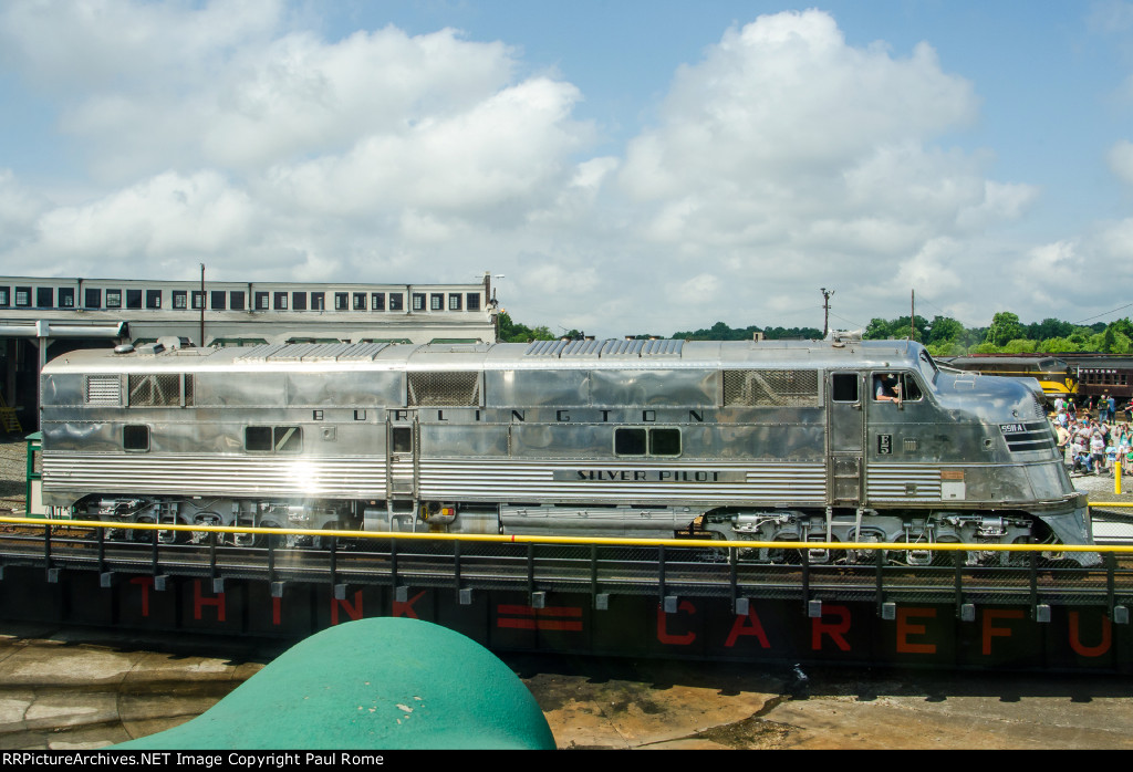 CBQ 9911A, Silver Pilot, EMD E5A, power of the Nebraska Zephyr from Illinois Railyway Museum ...